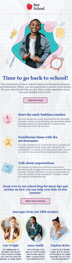 Ideas para boletines informativos escolares: 13 plantillas de email y ...